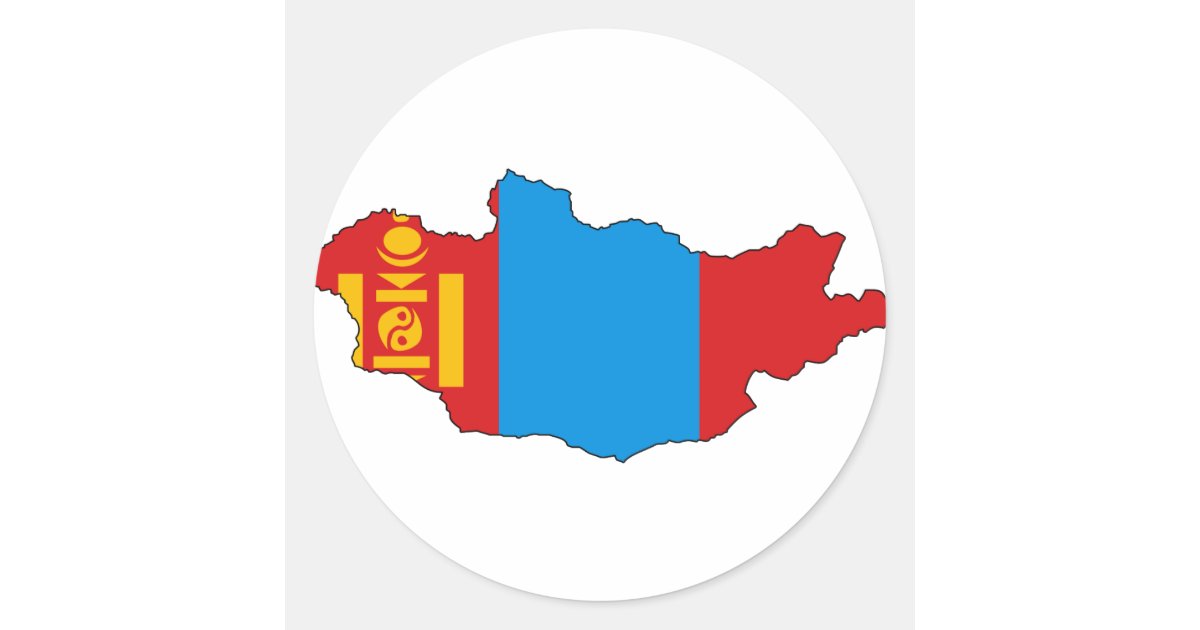 Mongolia flag map classic round sticker | Zazzle