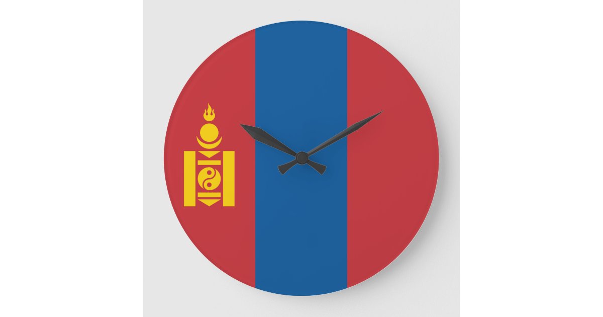 Mongolia (Mongolian) Flag Large Clock | Zazzle