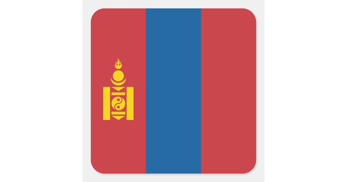 Mongolia – Mongolian Flag Square Sticker | Zazzle