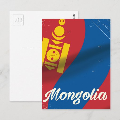 Mongolia vintage style travel poster postcard | Zazzle