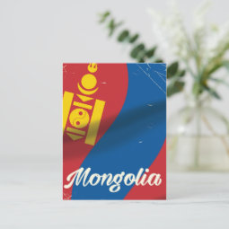 Mongolia vintage style travel poster postcard | Zazzle