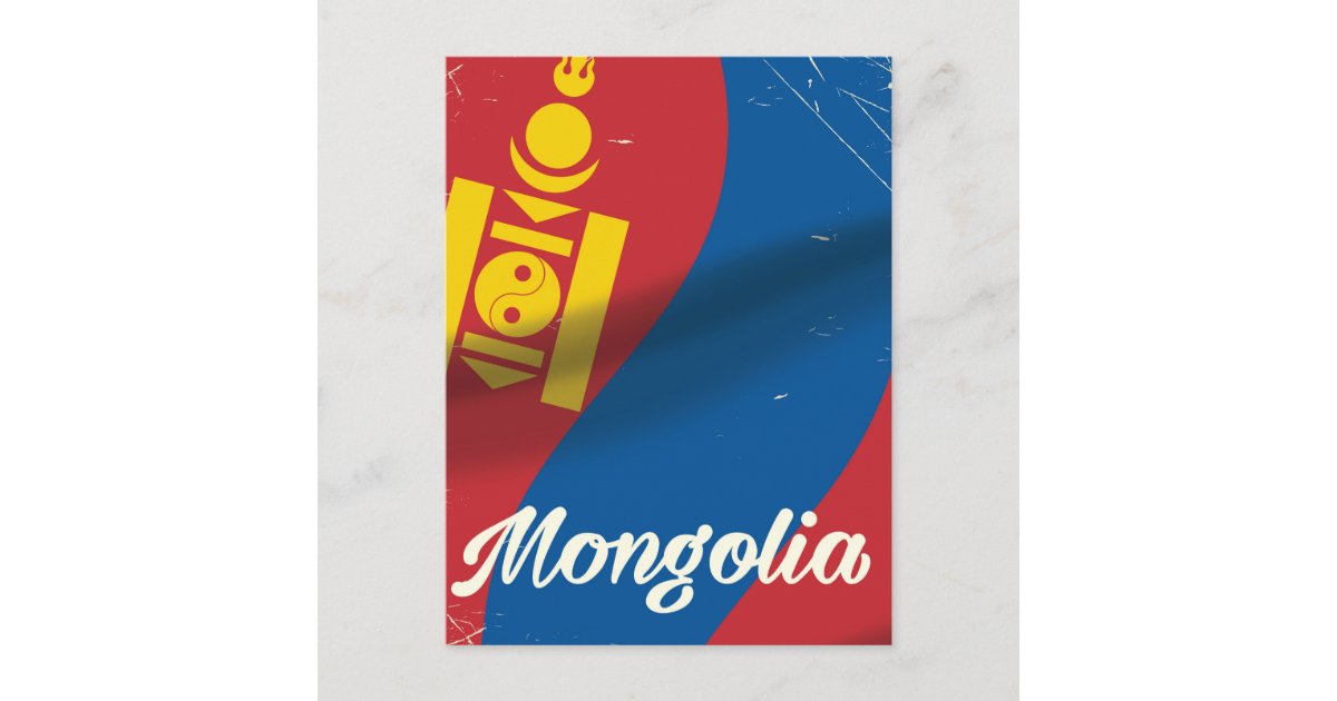Mongolia vintage style travel poster postcard | Zazzle
