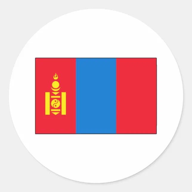 Mongolian Flag T-shirts and Gifts Classic Round Sticker | Zazzle