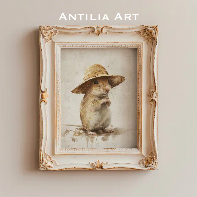 Mongolian Gerbil Portrait Painting Desert Rat Poster | Zazzle