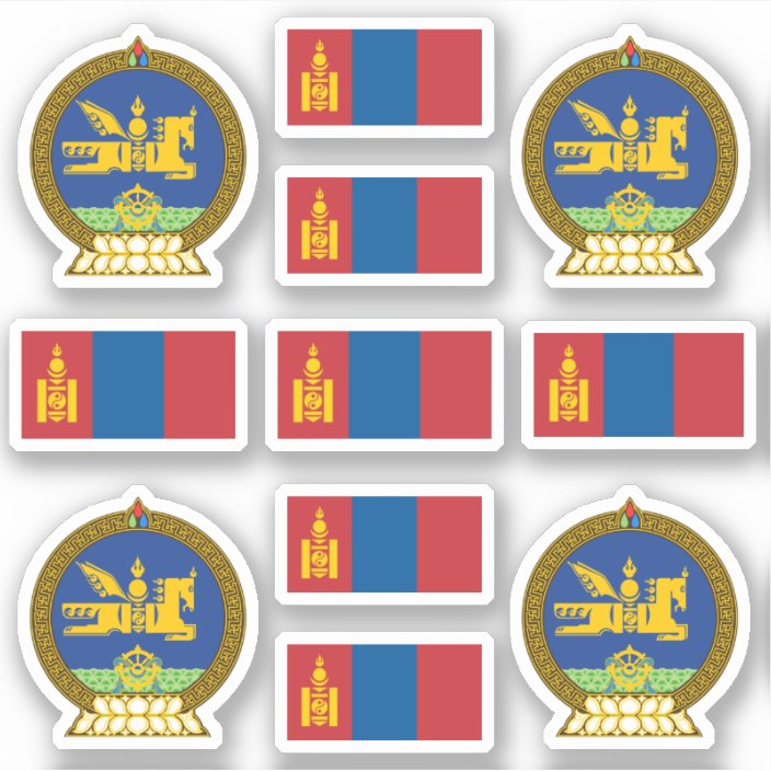 Mongolian national symbols / coat of arms and flag sticker | Zazzle.com