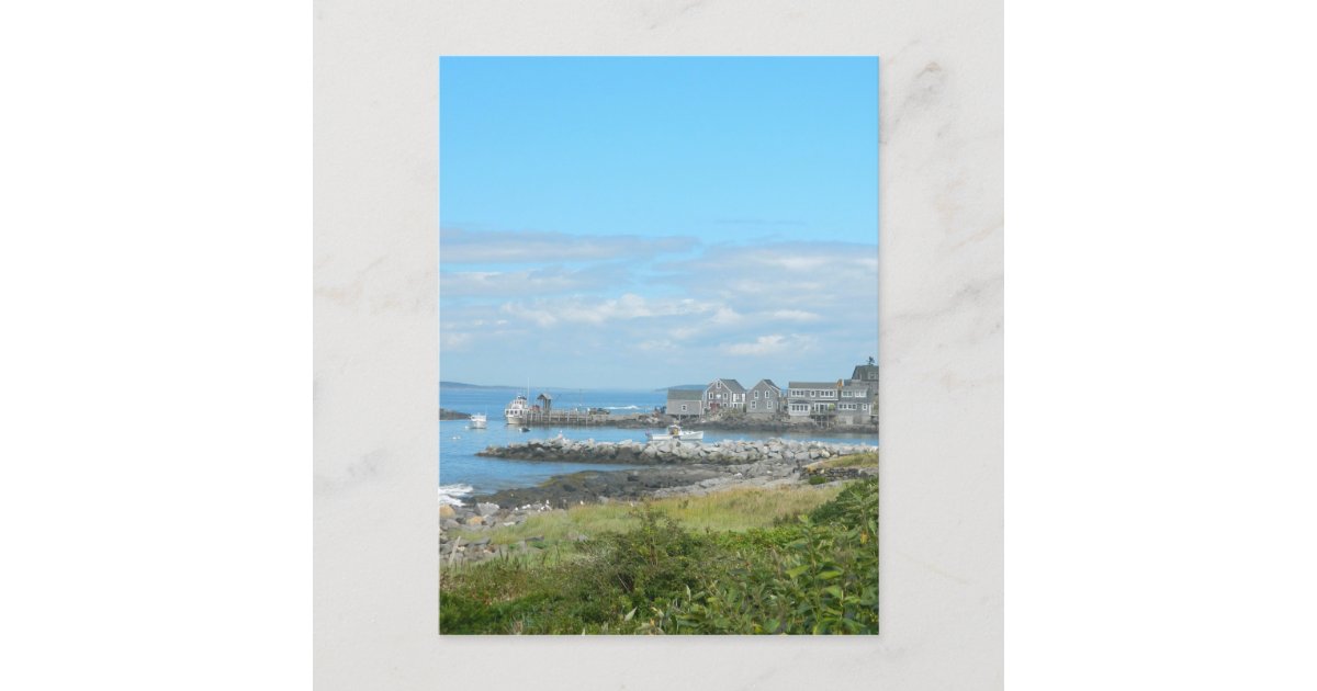 Monhegan Island Me Maine Village harbor Atlantic Holiday Postcard | Zazzle