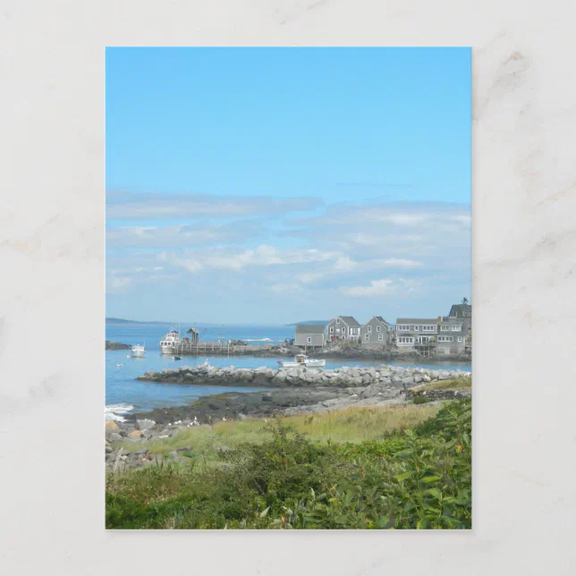 Monhegan Island Me Maine Village harbor Atlantic Holiday Postcard | Zazzle