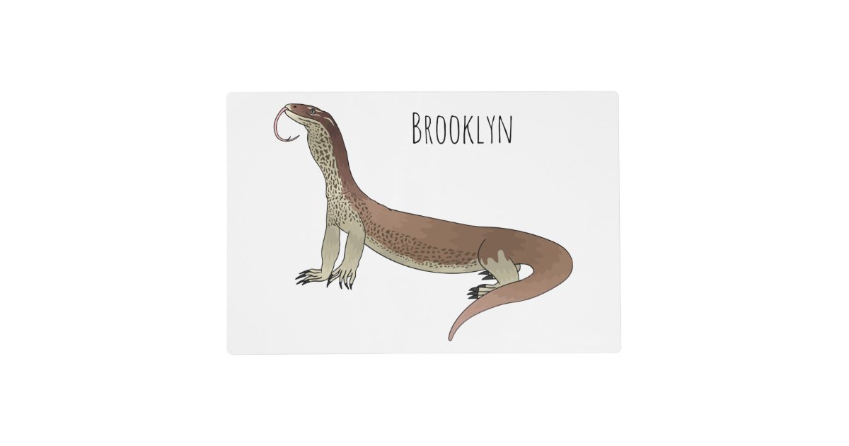 Monitor lizard cartoon illustration placemat | Zazzle