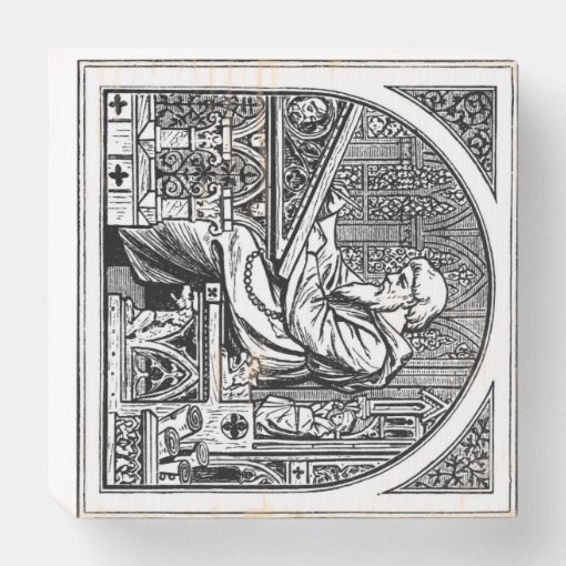 Monk At Medieval Writing Desk Wooden Box Sign | Zazzle