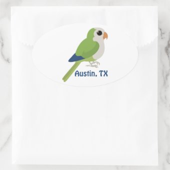 Monk Parakeet -Austin, Texas Oval Sticker | Zazzle
