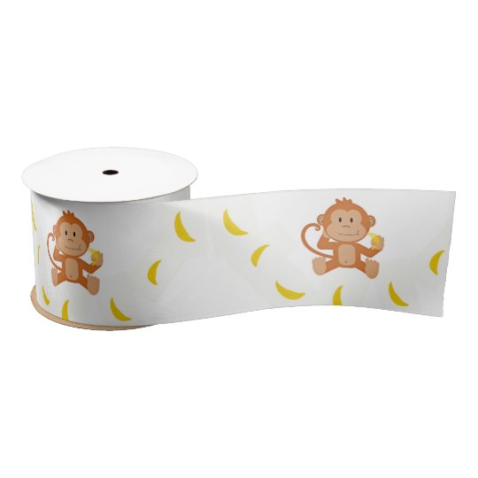 Monkey and bananas satin ribbon | Zazzle.com