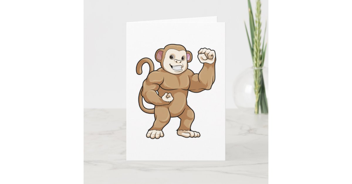 Monkey as Bodybuilder at Bodybuilding Card | Zazzle