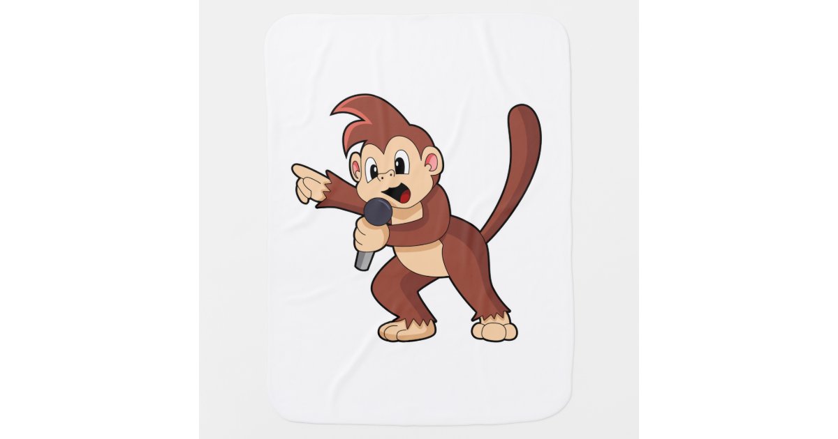 Monkey as Singer with Microphone.PNG Baby Blanket | Zazzle