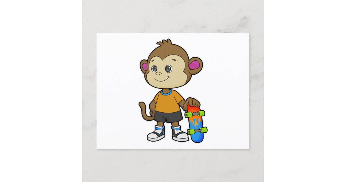 Monkey as Skater with Skateboard Postcard | Zazzle