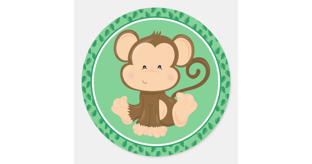 Monkey | Baby Safari Animals Classic Round Sticker | Zazzle