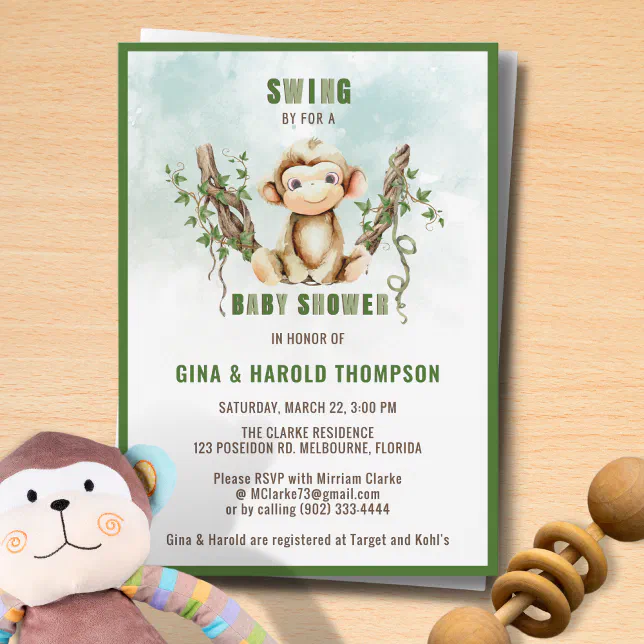 Monkey Baby Shower Invitation | Zazzle
