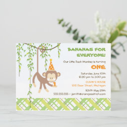 Monkey Birthday Invitation | Zazzle