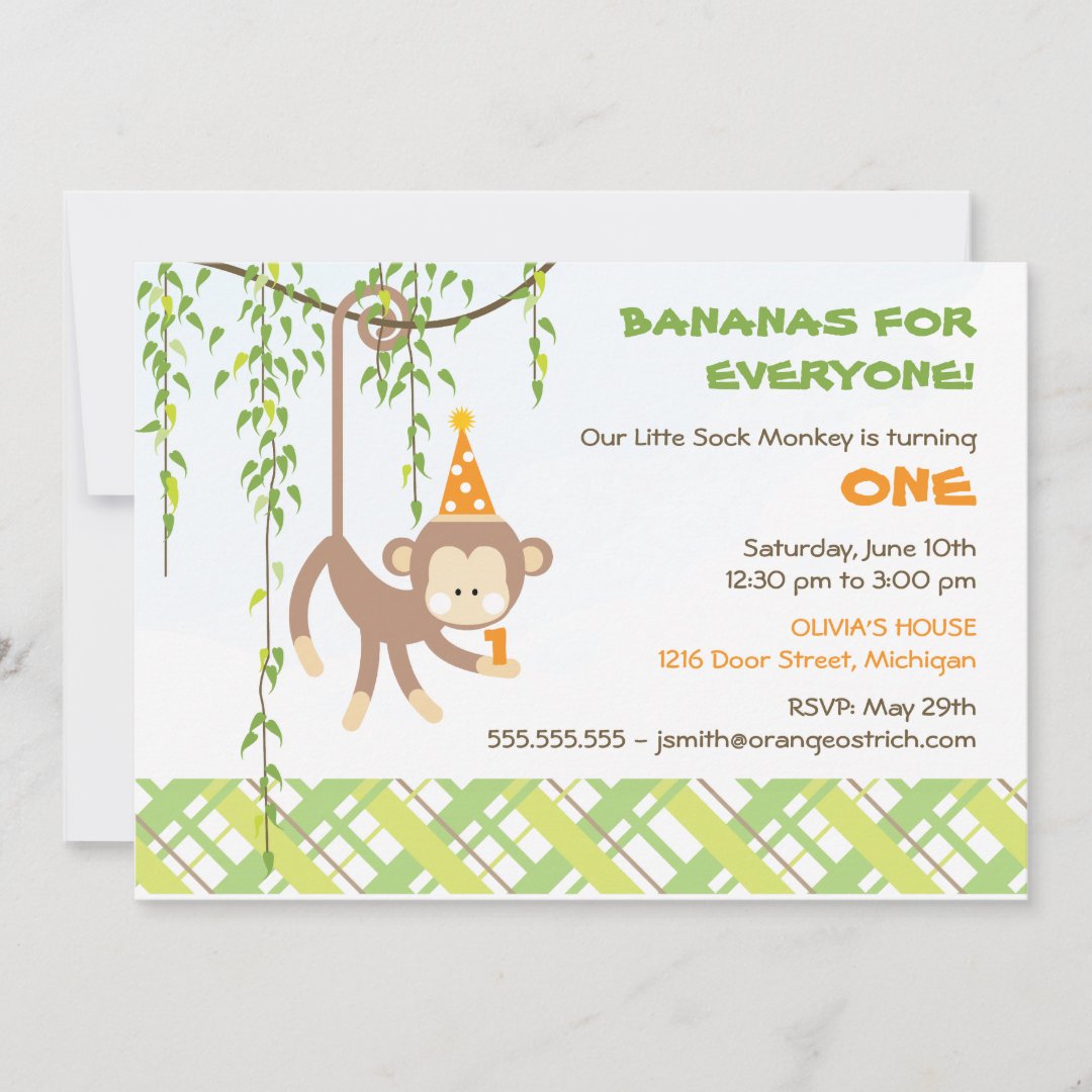 Monkey Birthday Invitation | Zazzle