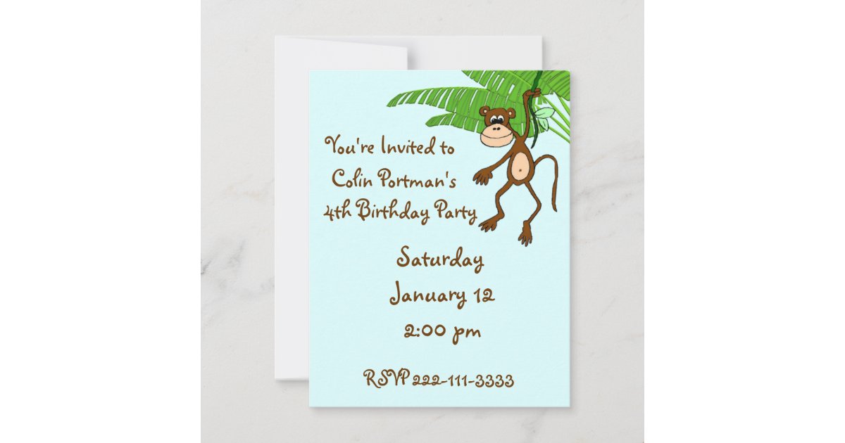 Monkey Birthday Invitation | Zazzle