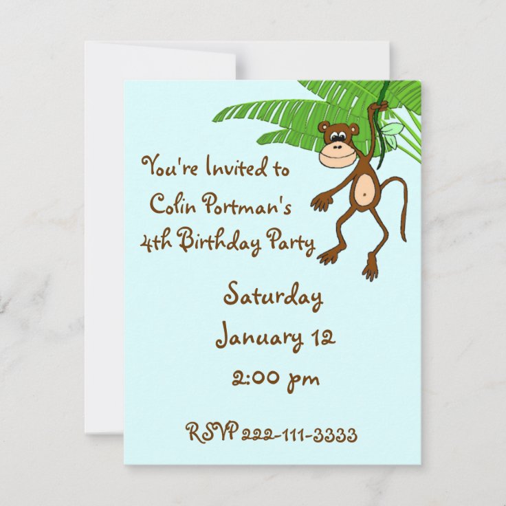 Monkey Birthday Invitation | Zazzle