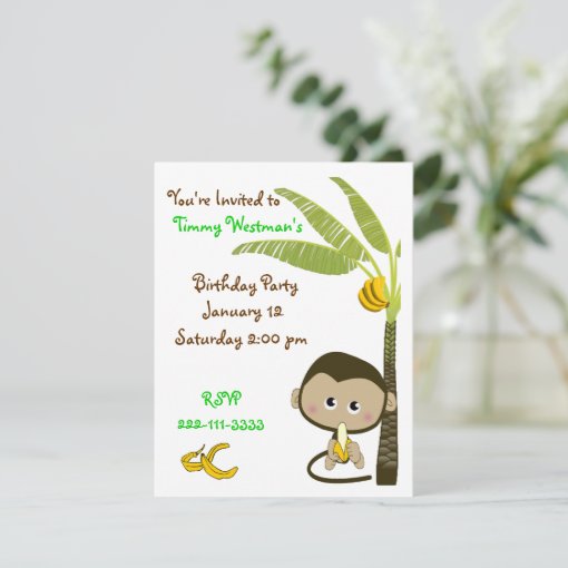 Monkey Birthday Invitation | Zazzle