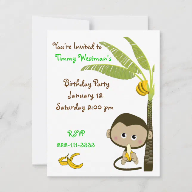 Monkey Birthday Invitation | Zazzle