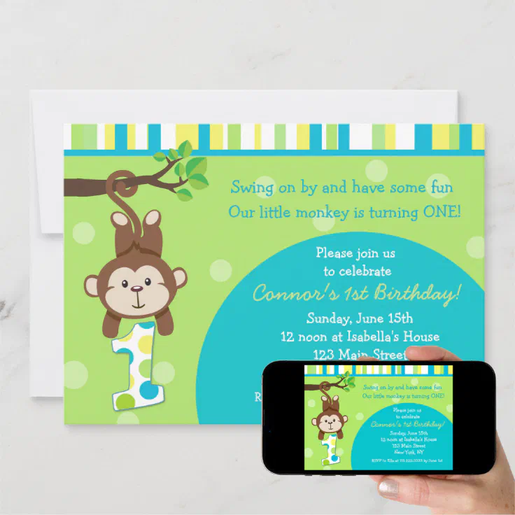 Monkey Birthday Invitations | Zazzle