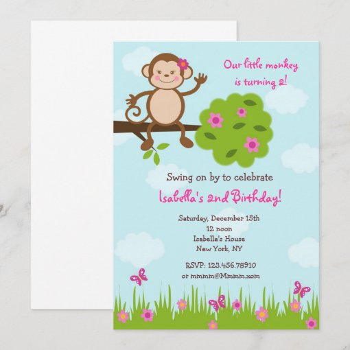 Monkey Birthday Party Invitation | Zazzle