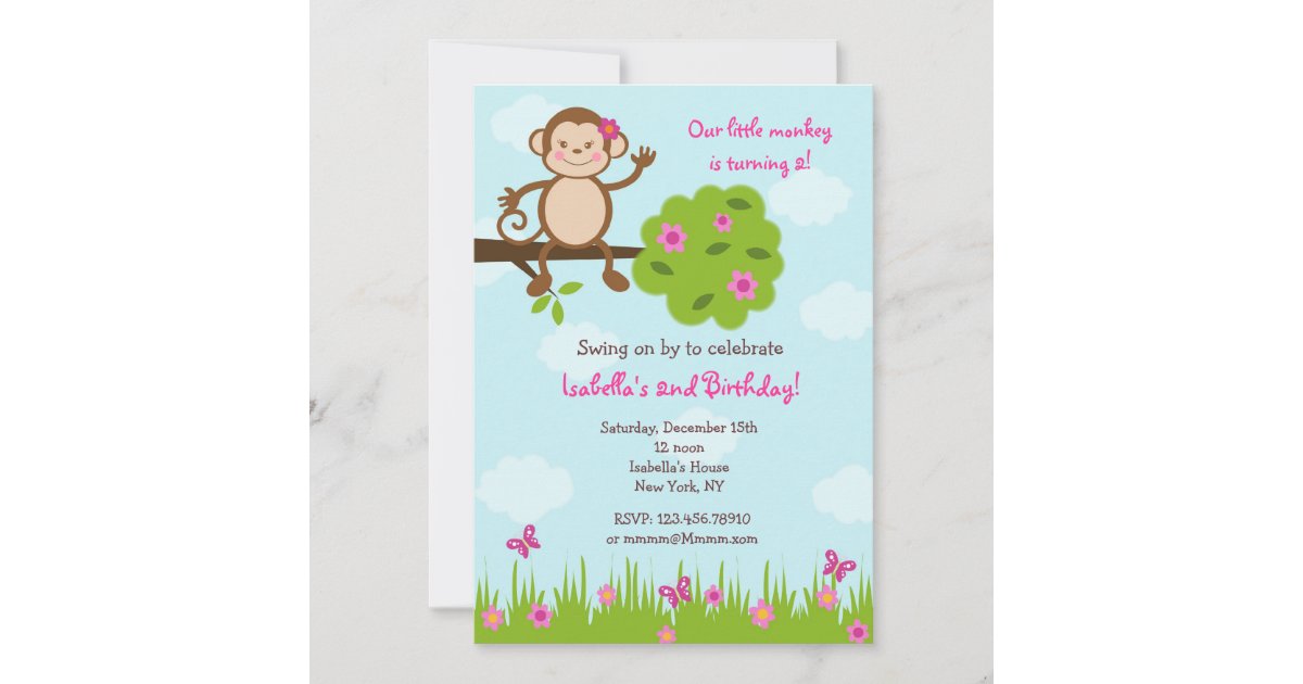 Monkey Birthday Party Invitation | Zazzle