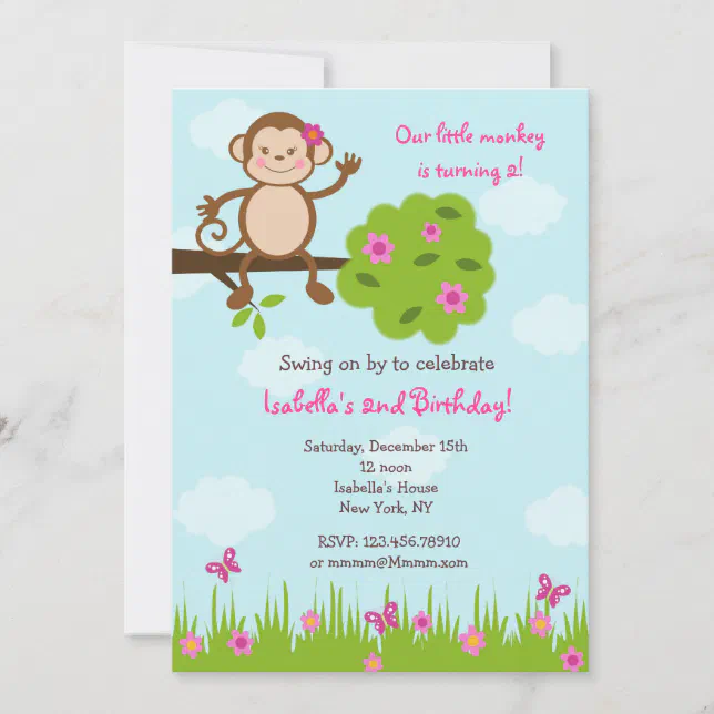 Monkey Birthday Party Invitation | Zazzle