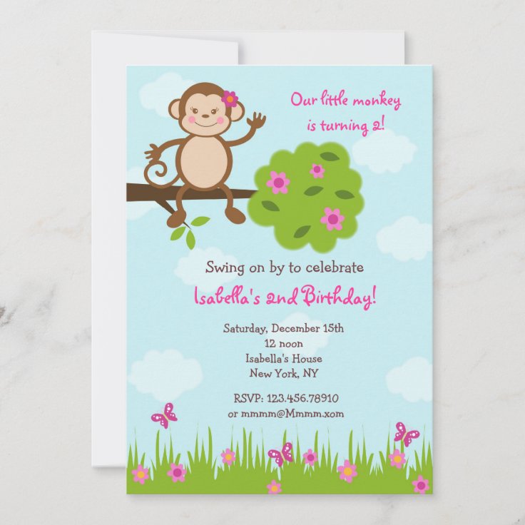 Monkey Birthday Party Invitation | Zazzle
