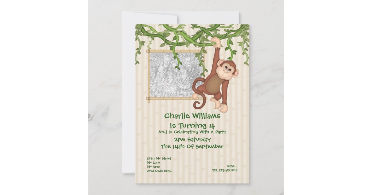 Monkey Birthday Party Invitation | Zazzle