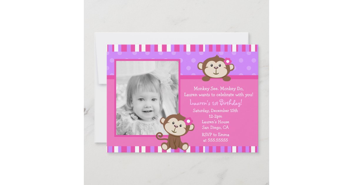 Monkey Birthday Party Invitations | Zazzle