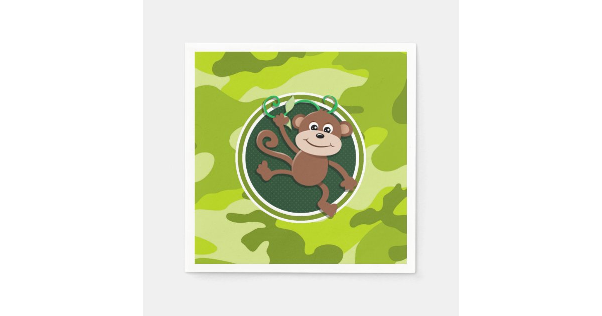 Monkey; bright green camo, camouflage napkins | Zazzle