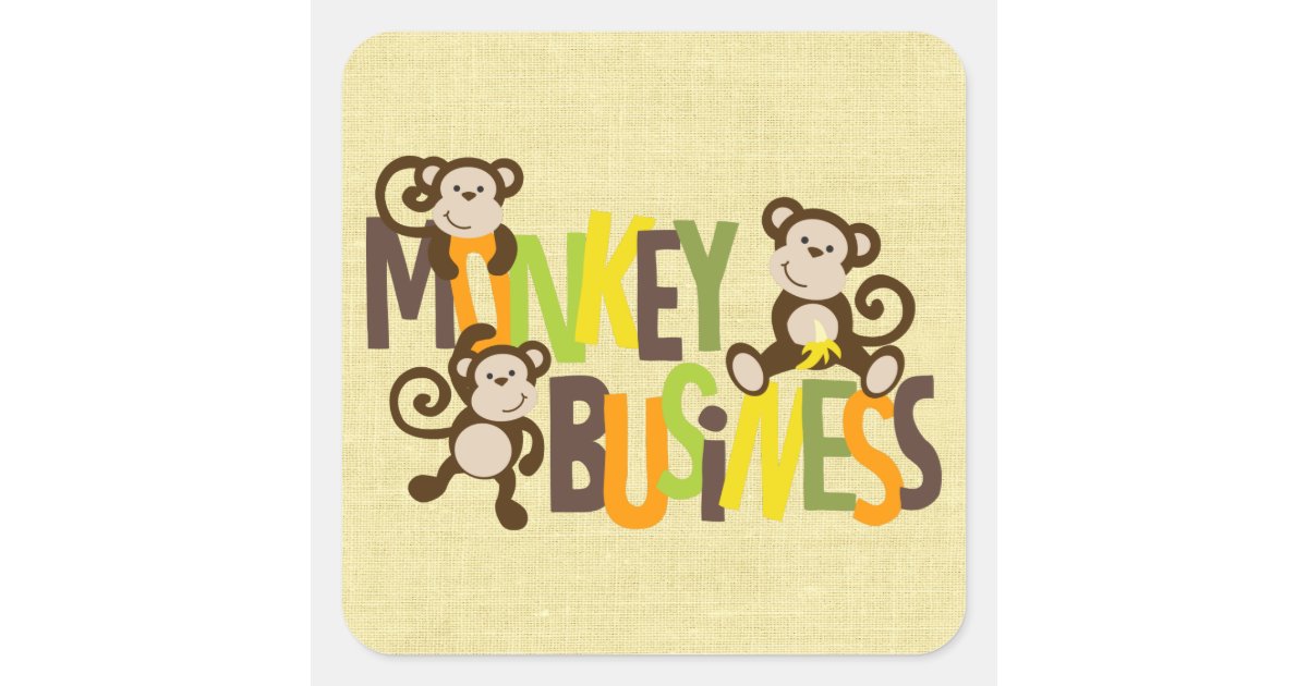 Monkey Business Square Sticker | Zazzle