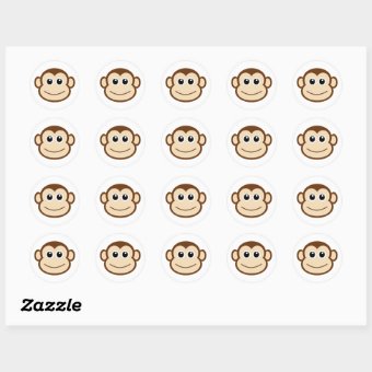 Monkey Cartoon Classic Round Sticker | Zazzle
