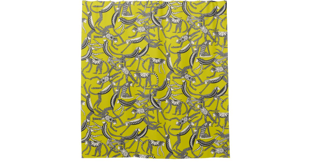 monkey chartreuse shower curtain | Zazzle
