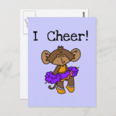 Monkey Cheerleader Gold and Purple Postcard | Zazzle