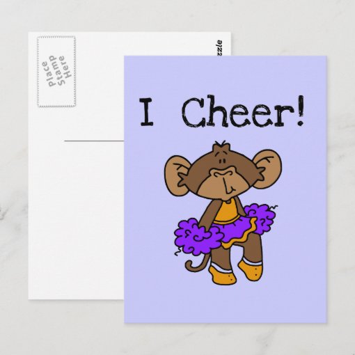 Monkey Cheerleader Gold and Purple Postcard | Zazzle