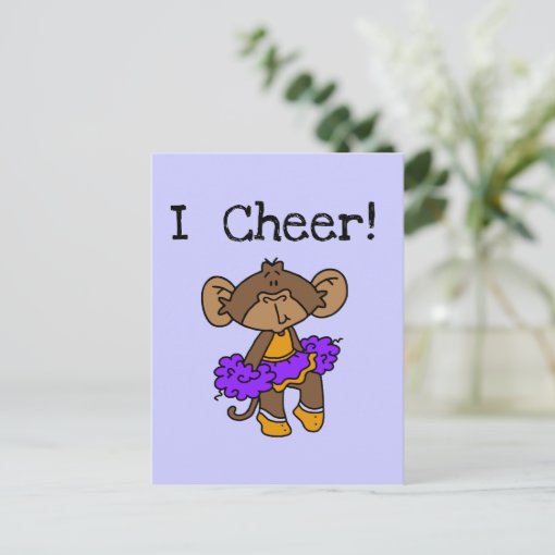 Monkey Cheerleader Gold and Purple Postcard | Zazzle