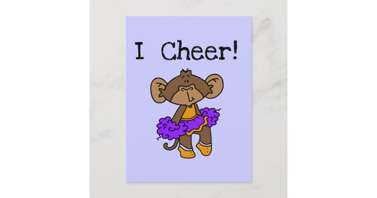 Monkey Cheerleader Gold and Purple Postcard | Zazzle