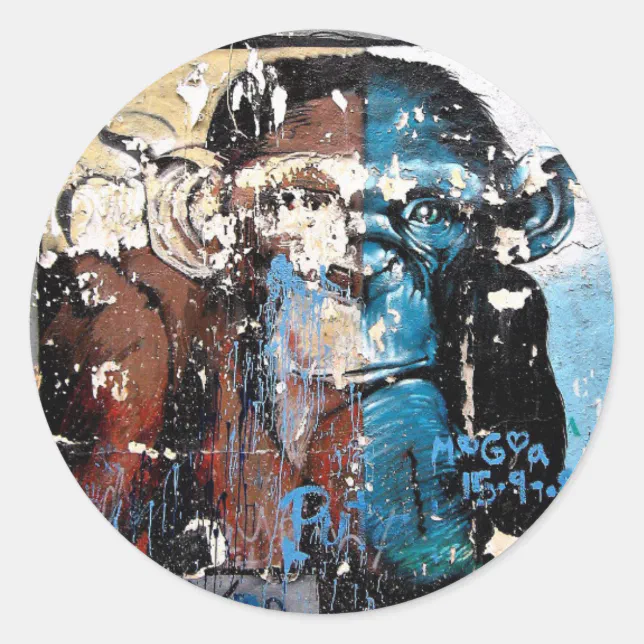 Monkey Classic Round Sticker, Glossy Classic Round Sticker | Zazzle