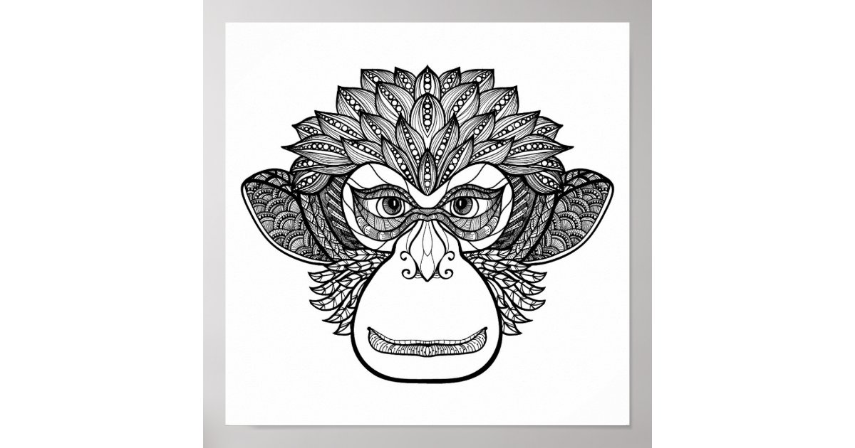 Monkey Doodle Face 2 Poster | Zazzle