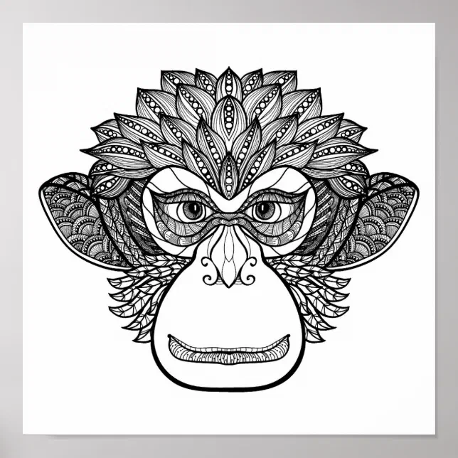 Monkey Doodle Face 2 Poster | Zazzle