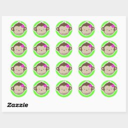 Monkey-girl-green Classic Round Sticker | Zazzle