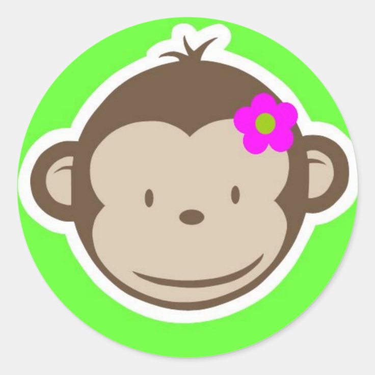 Monkey-girl-green Classic Round Sticker | Zazzle