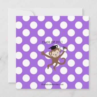 Monkey Grad Graduation Invitation for Girls | Zazzle