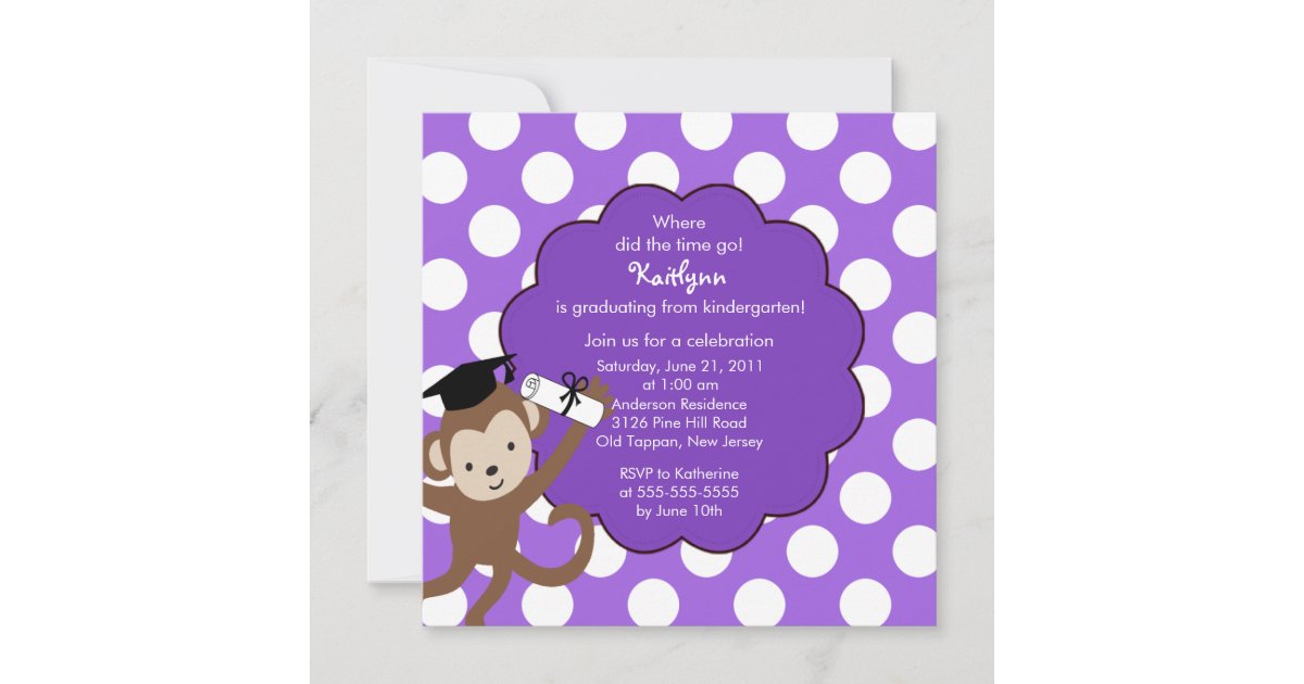 Monkey Grad Graduation Invitation for Girls | Zazzle
