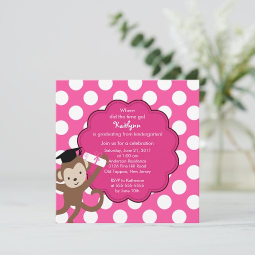 Monkey Grad Graduation Invitation for Girls | Zazzle