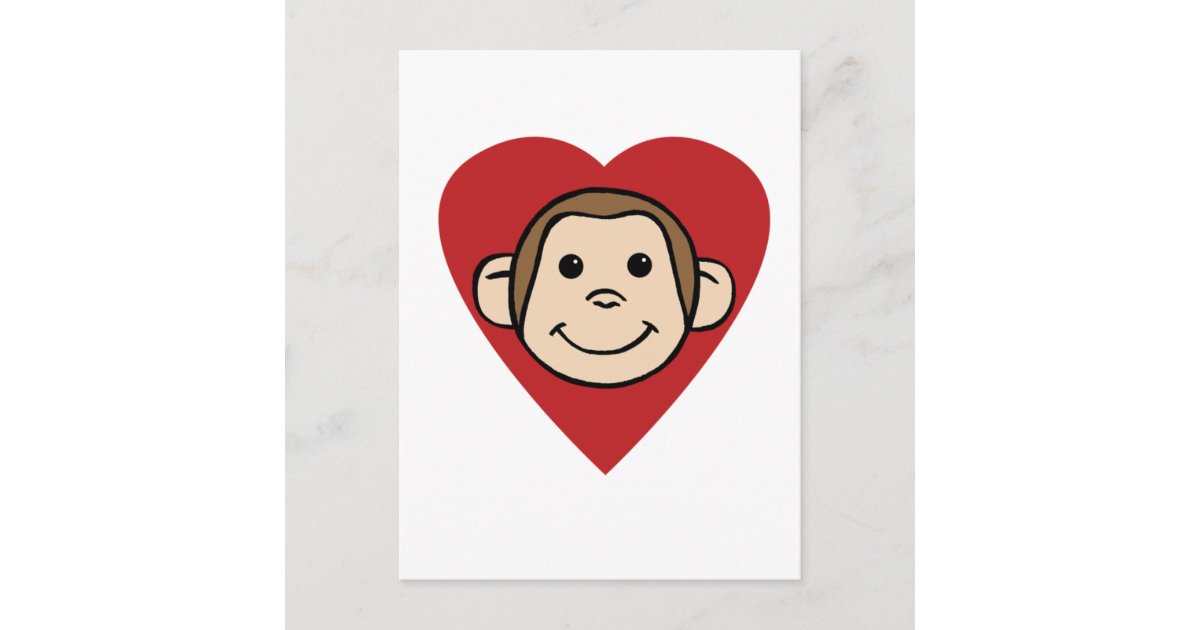 Monkey Heart Postcard | Zazzle